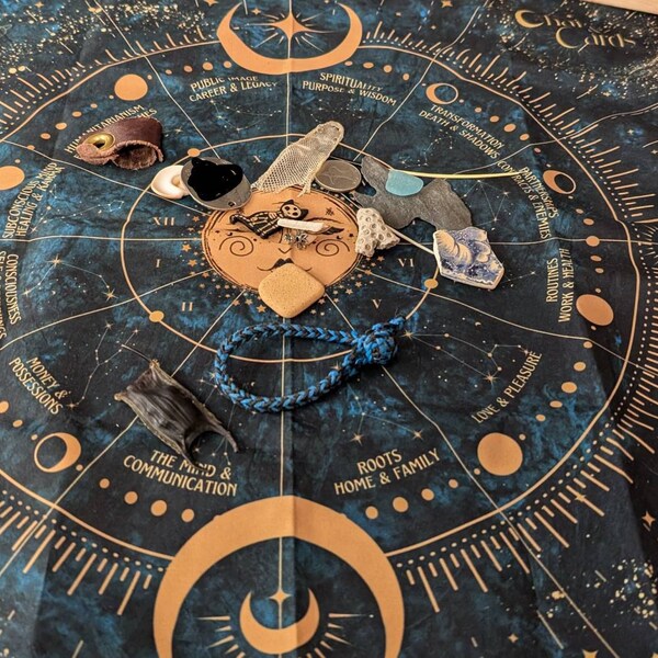 Sun Moon Astrology Tarot Cloth | Tarot Cloth 12 Houses | Black Gold ...