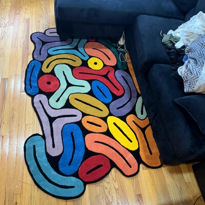 IRREGULAR RUG, High Quality Rug, Melting Rug Psychedelic Irregular ...