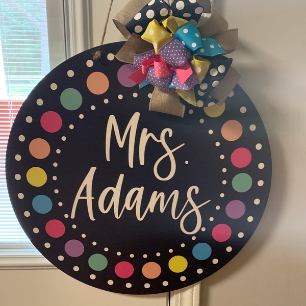 Teacher Door Hanger - Classroom Door Decor - Teacher Name Sign ...