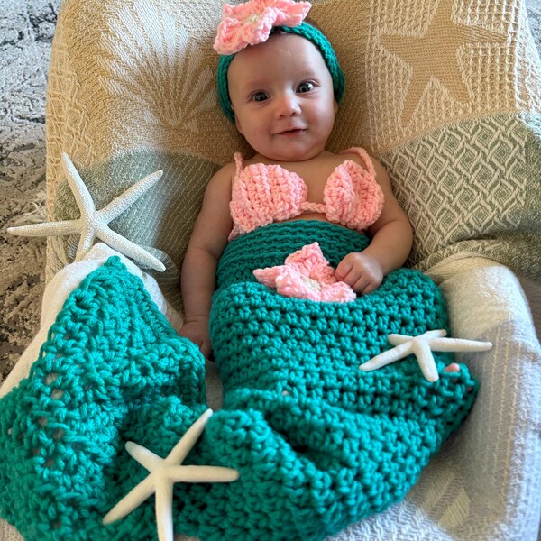 Baby Mermaid Costume, CROCHET MERMAID Outfit, Newborn Mermaid Tail ...