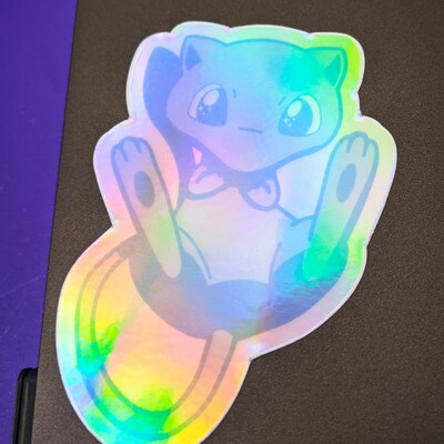 Shiny Mew Holographic Vinyl Sticker for Laptop, Macbook, Water-bottle ...