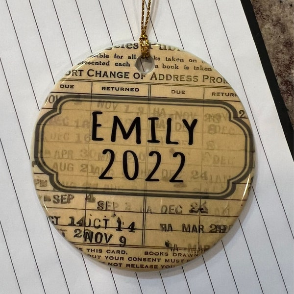 Vintage Reproduction Stamped Library Card Personalized Christmas Tree ...