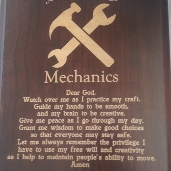 Mechanics Prayer Plaque | Personalized Mechanic Gift | A Car Guy or ...