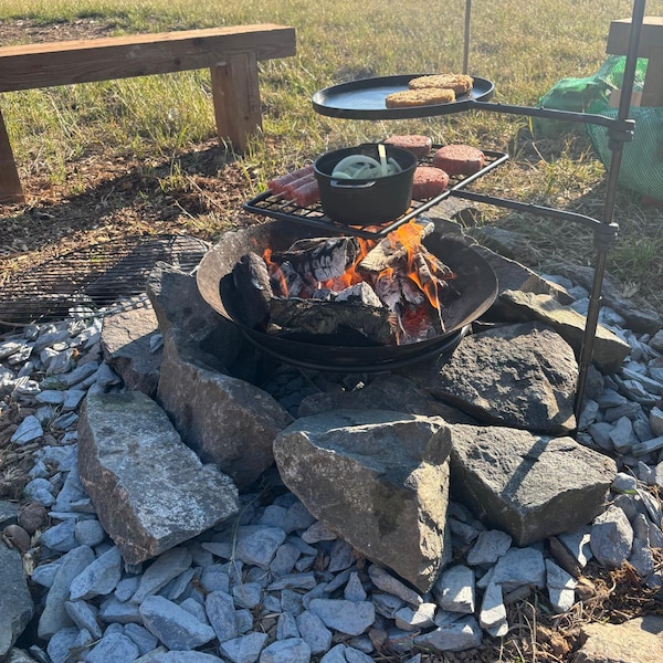 Large 3 Arm Fire Anchor - Portable Bushcraft Cooking Set - Camping ...