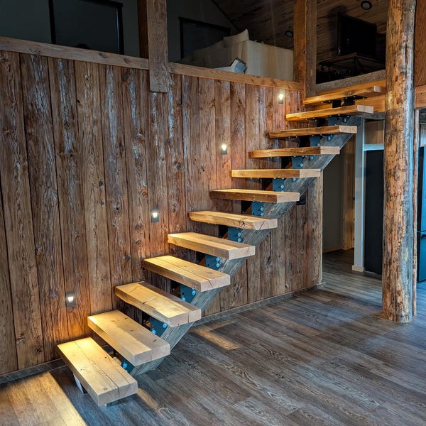 DIY Floating Stair Riser Brackets: Bare Steel, Made in USA - Etsy