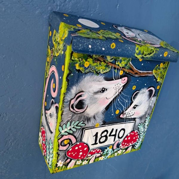 Opossum Sign With Turtle and Moth - Etsy