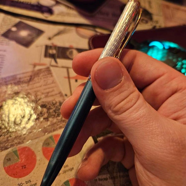 Rollerball Pen Genuine Stingray Leather Green Color Sterling Silver ...