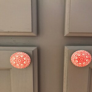 Red and White Ceramic Knobs Ceramic Door Knobs Kitchen Cabinet | Etsy