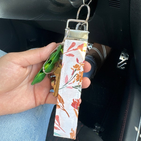 Floral Keychain Wristlets, Neutral Key Fobs, Wristlet for Keys, Key ...