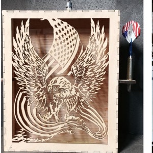 111-eagle-flag - Scroll Saw Pattern (pdf, Jpg, Dxf, Svg, Eps) - Etsy