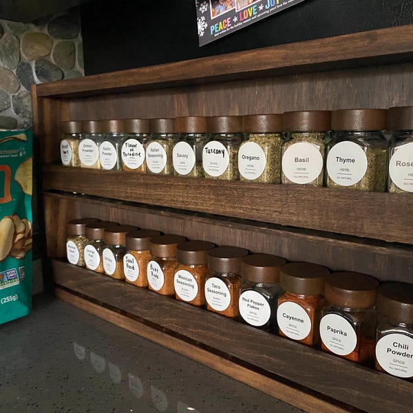 Custom Spice Rack, Handmade, Solid Wood, Kitchen Storage Shelf - Etsy