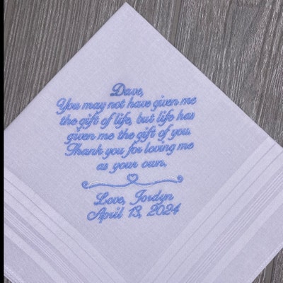 Stepdad Wedding Gift Personalized Handkerchief, Step Dad of the Bride ...