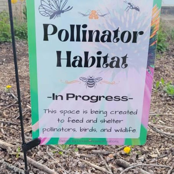 Pollinator Habitat in Progress Sign: Aluminum Garden Decor (10x14in ...