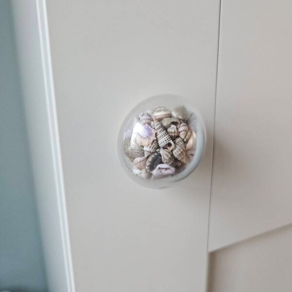 SEASHELL Sea Shells Clear Glass Decorative Dresser Drawer Pull Knob ...