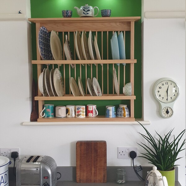 Handmade Solid Wood Plate Rack - Etsy UK