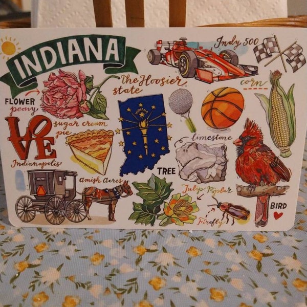Indiana State Postcard. - Etsy