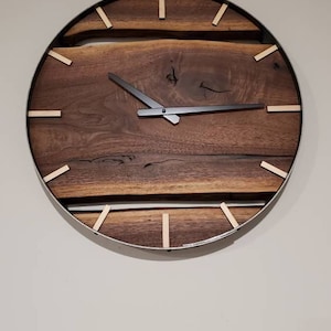 Made to Order 14 Black Walnut Live Edge Wood Wall Clock, Unique ...