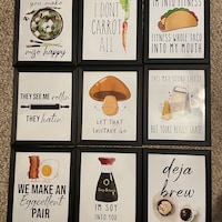 Buy 60 Kitchen Prints Set Food Pun Signs, Set of 60 Funny Kitchen ...