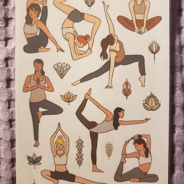 YOGA POSE Sticker Sheet // Aesthetic Cute Good Vibe Exercise Zen ...