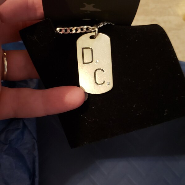 Personalized Sterling Silver Dog Tag Necklace With Diamond - Etsy