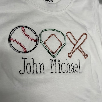 Baseball Trio, Outline Embroidery Design, Scribble Embroidery, Softball, Baseball Bat, Baseball ...