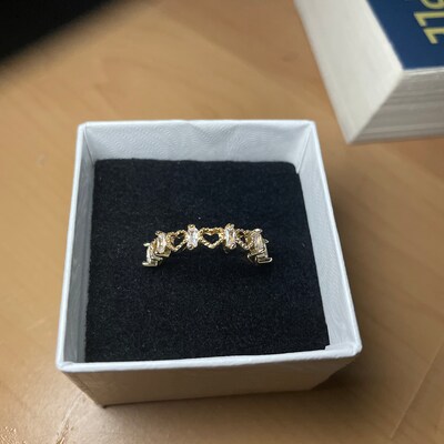 Gold Heart Shaped Adjustable Band Ring Simple Fashion Jewelry for Women ...