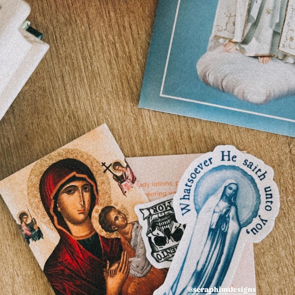 Virgin Mary Whatsoever He Saith Unto You Do It Vintage Style Sticker ...