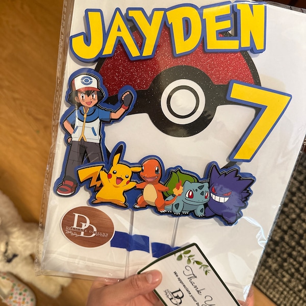 Custom Pokemon Birthday Cake Topper - Layered & 3D Cake Topper ...