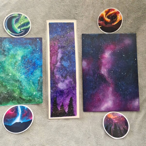 Galaxy Space Bookmarks - Hand Painted - Gift - Watercolour Bookmark ...