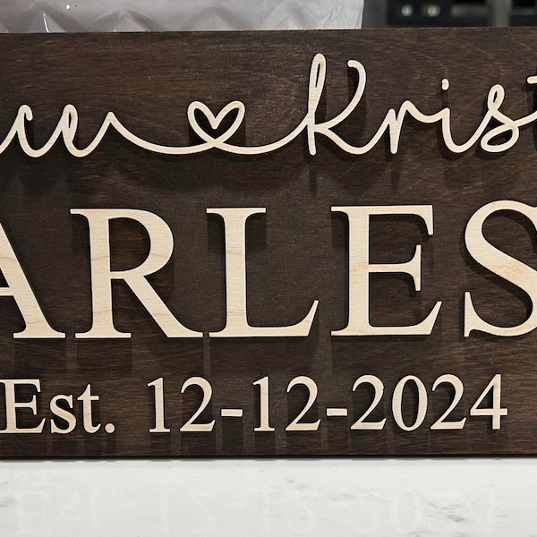 Custom Wooden Sign | Personalized Wedding Gift | Wedding Present | 3D ...