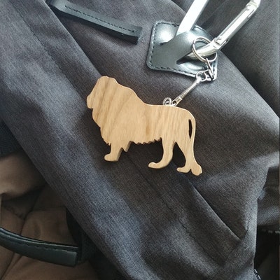 Wooden Lion Key Chain Wood Lion Wild Animal Key Fob Hand Cut - Etsy