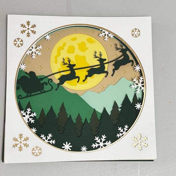 3D Christmas Snowman Shadow Box Template, Christmas Snow Globe Shadow ...