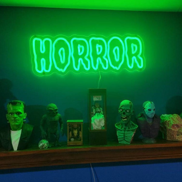 HORROR Neon Sign, Horror Movie Room Decor, Halloween Party Neon Sign ...