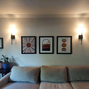 Navy Blue Mid Century Modern Geometric Art Set of 3 Prints | Etsy