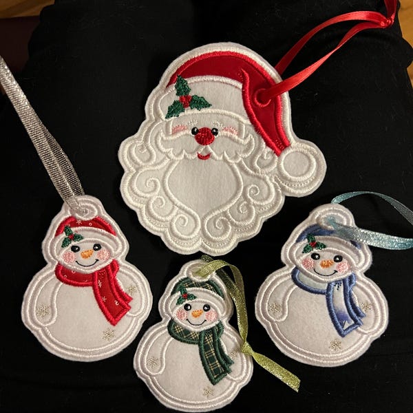 Santa Claus Bag Tag - Santa Bag Tag in the Hoop Applique Embroidery ...
