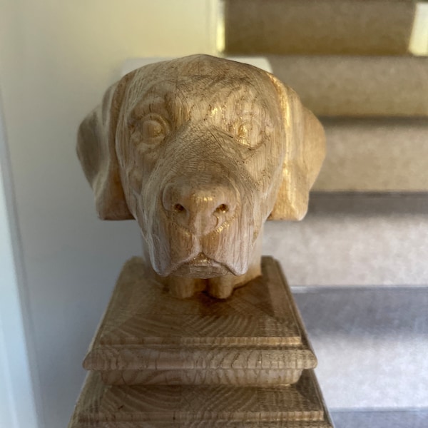 Labrador Statue #2 Made of Wood, Labrador Wooden Finial for Staircase ...
