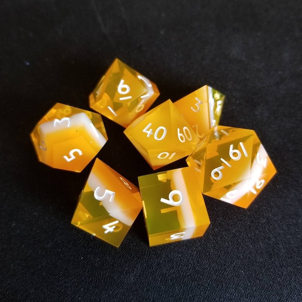 Orange Cream Soda Dice - Handmade Resin Sharp Edge Dice Set for Dnd, D ...
