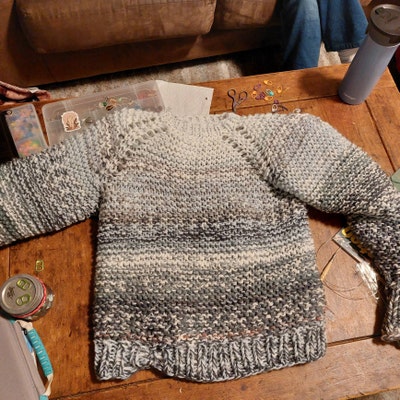 KNITTING PATTERN Stockinette Beginner Raglan, Beginner Knit Sweater ...