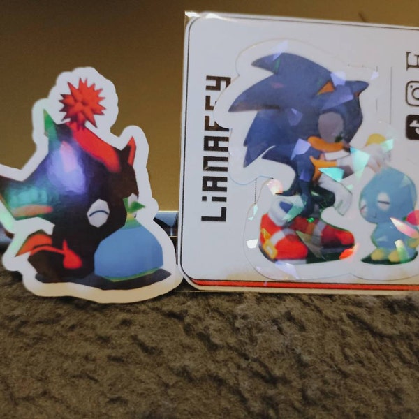 Shiny Holographic Sonic Petting Chao Vinyl Sticker Sonicadventure Sab2 ...