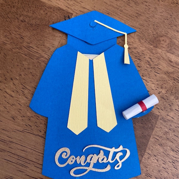 Graduation Gift Card Holder, DIY Graduation Card, Cap and Gown Svg ...