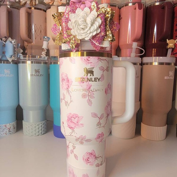 Loveshack Ribbon Rosa Stanley Straw Bow - Pink and Gold - Etsy