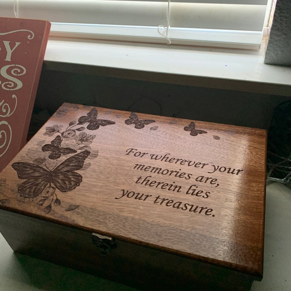 Personalized Butterfly Memory Box 12x8x4, Custom Hand Made Wood ...