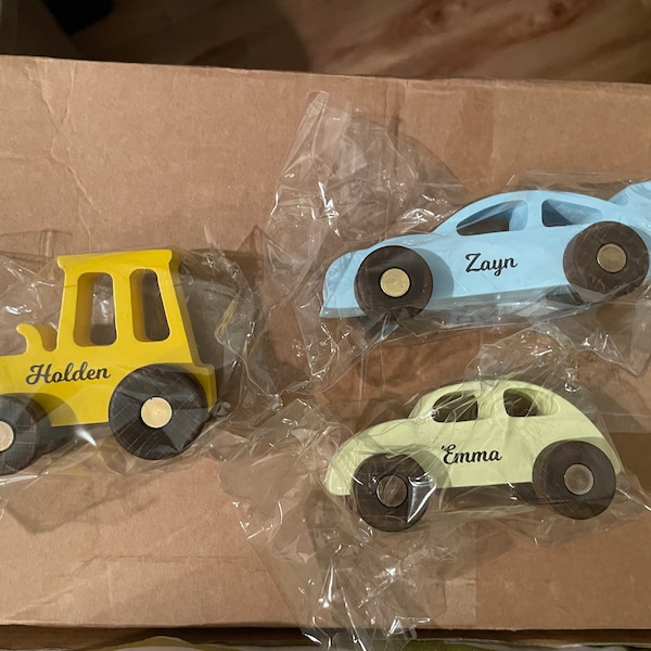 Wooden Name Cars, Personalized Jeep for Baby, Mini Toy Car, Sensory ...