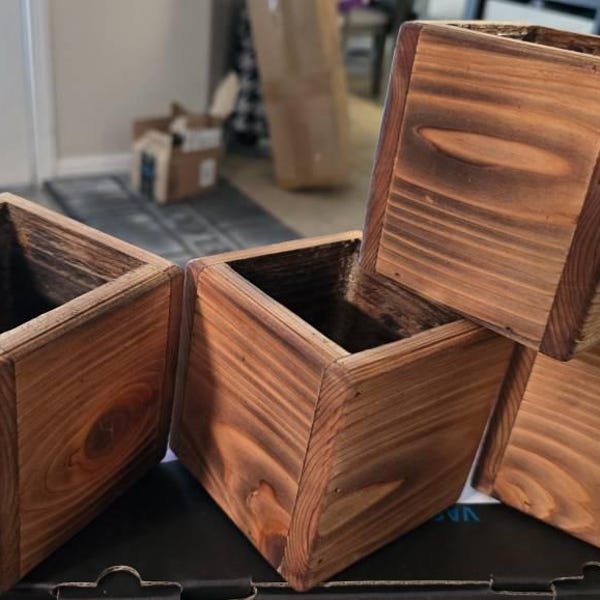 Handmade Cedar Planter Box: Charred Wood Finish, USA Made - Etsy