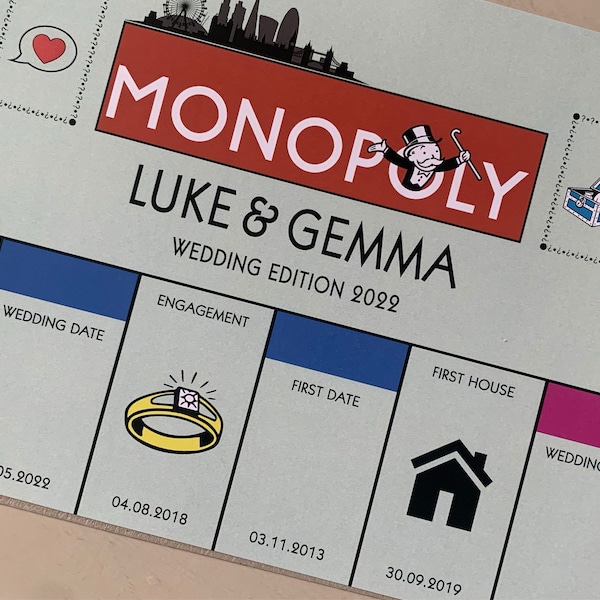Personalised Monopoly Themed Board Game Wedding Invitation or ...