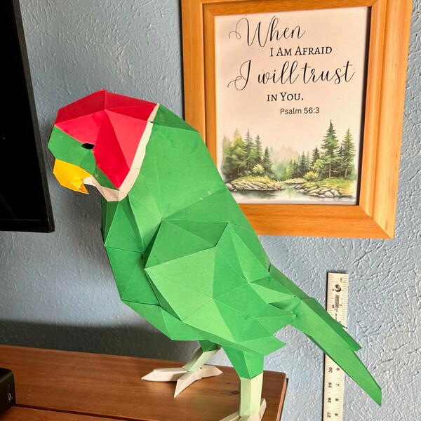Parrot Green Paper Craft, Digital Template, Origami, PDF Download DIY ...