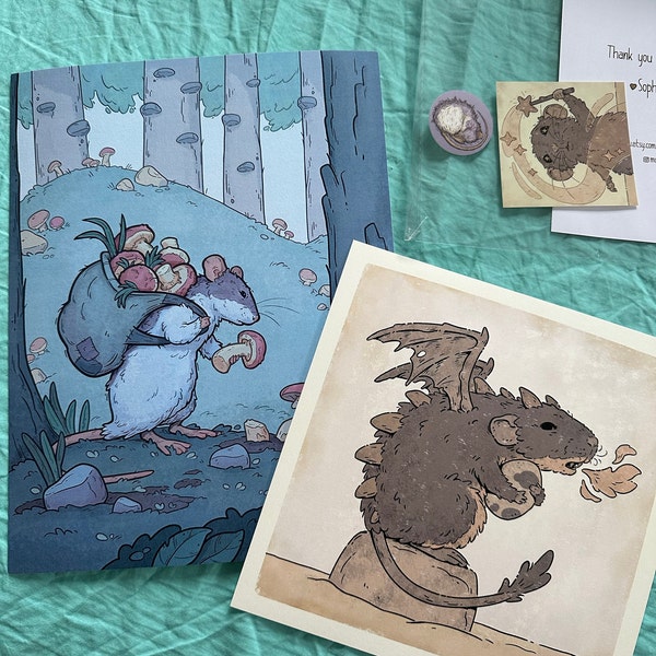 Dragon Rat Art Print 8”x8” - Etsy