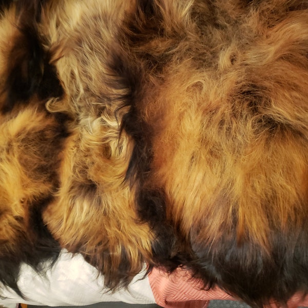 Genuine Natural Icelandic Black Brown Sheepskin Rug, Pelt, Giant ...