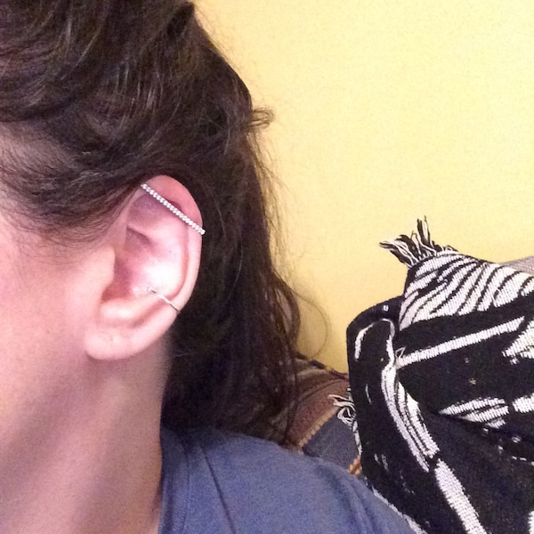 Bar Ear Cuff by Caitlyn Minimalist • Cartilage Cuff • Diamond Pave Ear ...