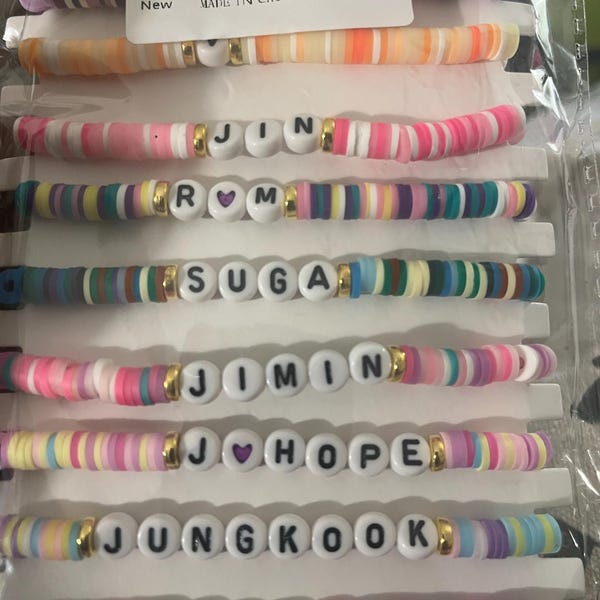 BTS Beaded Bracelets for ARMY | Handmade Kpop Fan Jewelry | Member Name Bracelets | Colorful BTS ...